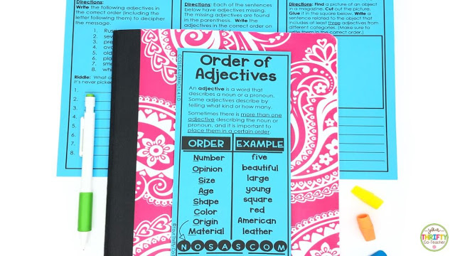 Fun Ordering Adjectives Activities for Upper Elementary - Your Thrifty ...