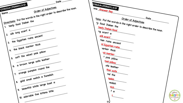 Fun Ordering Adjectives Activities for Upper Elementary - Your Thrifty ...